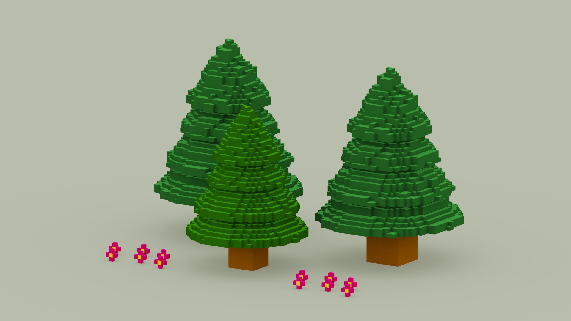 Voxel Tree and Flower 3D model - TurboSquid 1877213