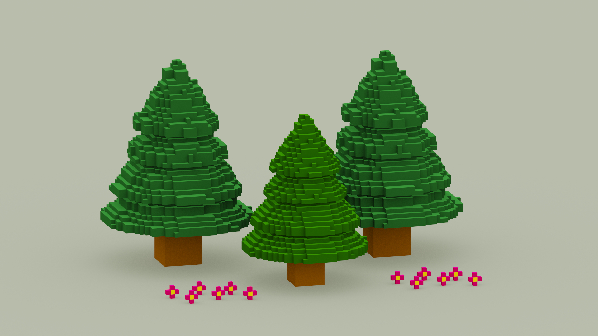 Voxel Tree and Flower 3D model - TurboSquid 1877213