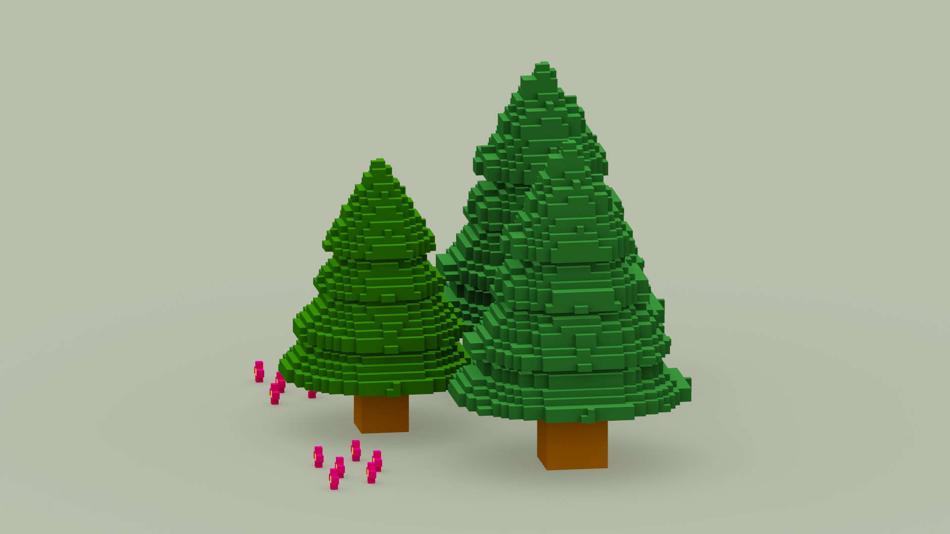 Voxel Tree and Flower 3D model - TurboSquid 1877213
