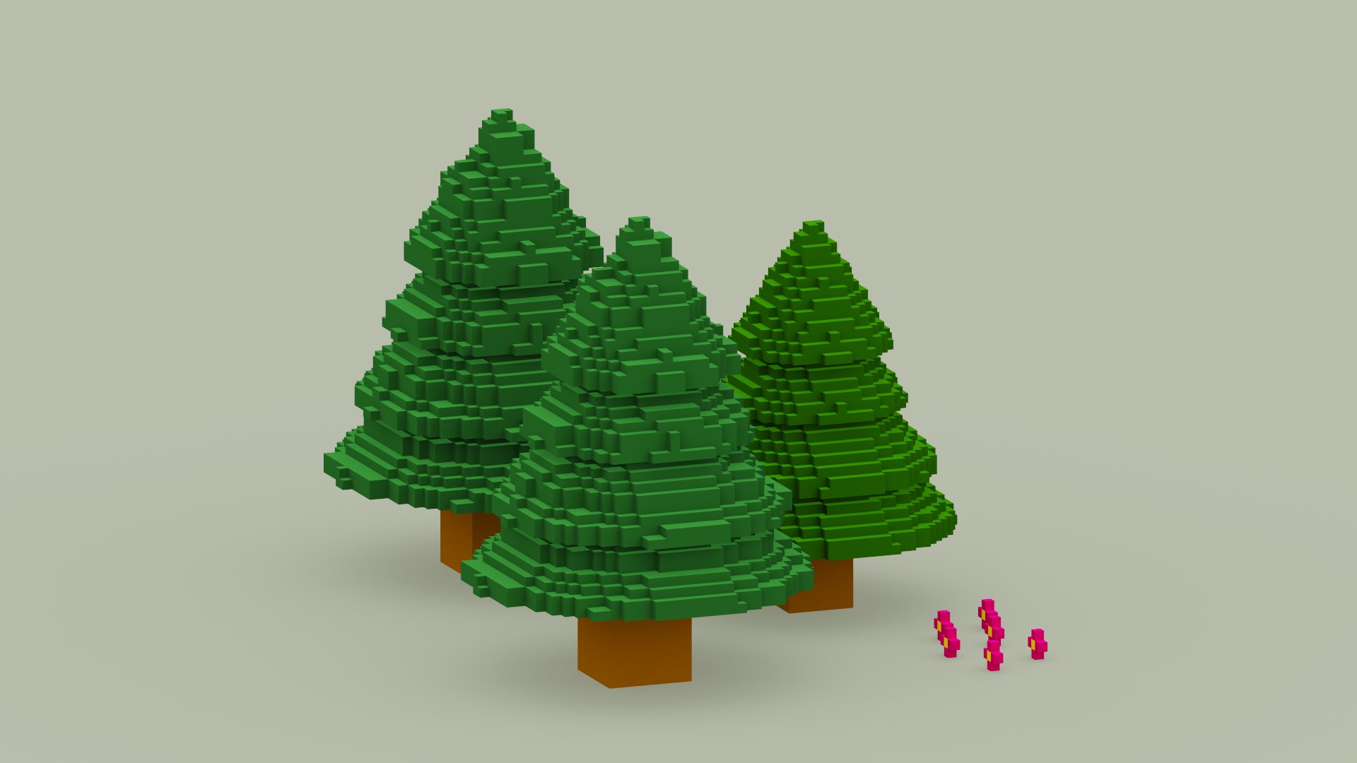 Voxel Tree and Flower 3D model - TurboSquid 1877213