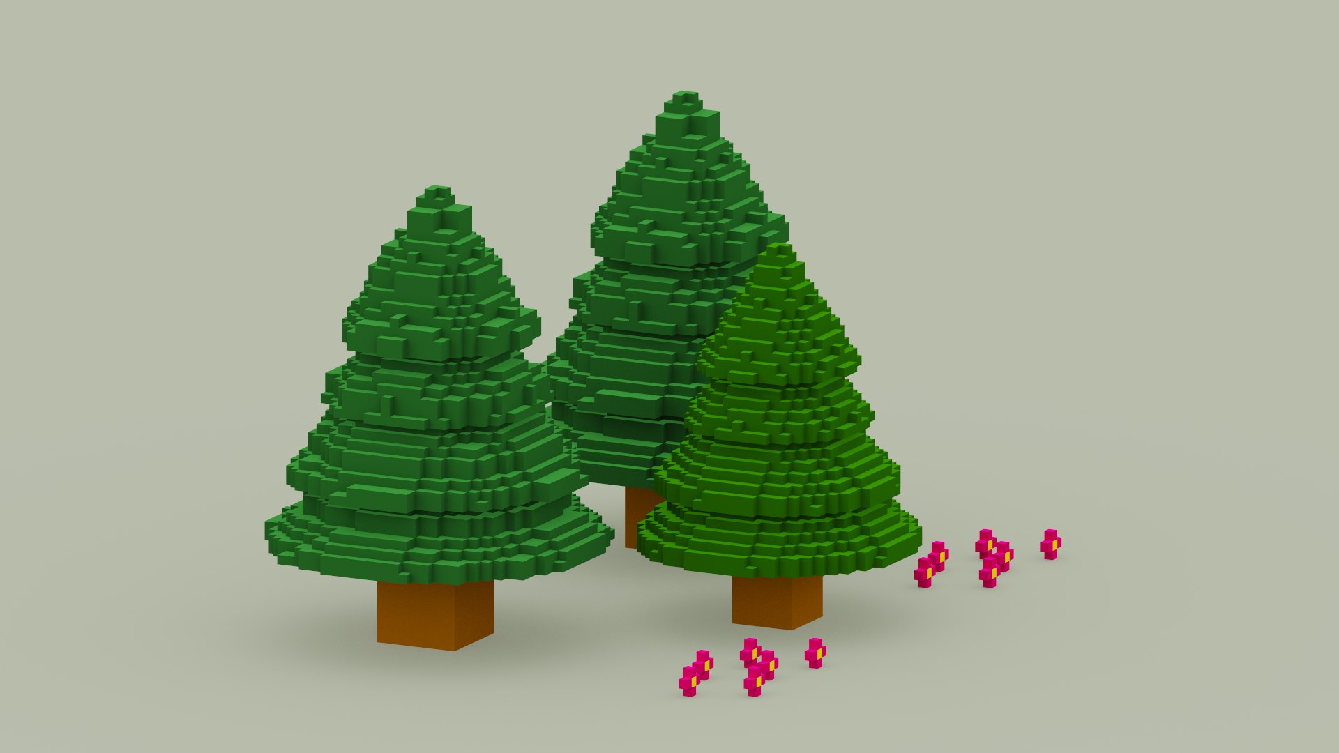 Voxel Tree and Flower 3D model - TurboSquid 1877213