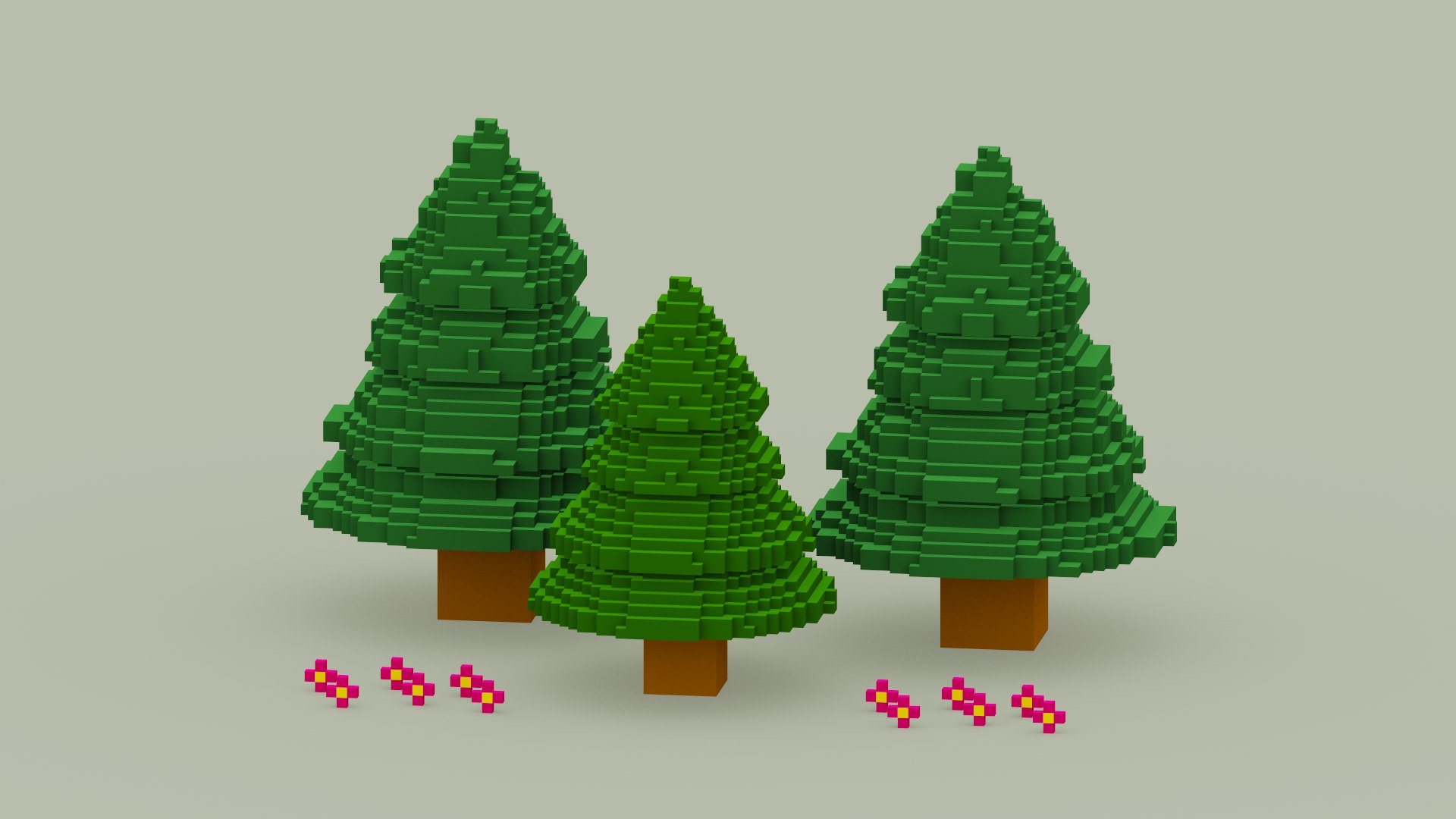 Voxel Tree and Flower 3D model - TurboSquid 1877213