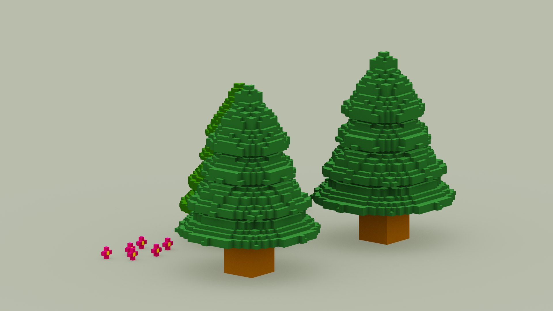 Voxel Tree and Flower 3D model - TurboSquid 1877213
