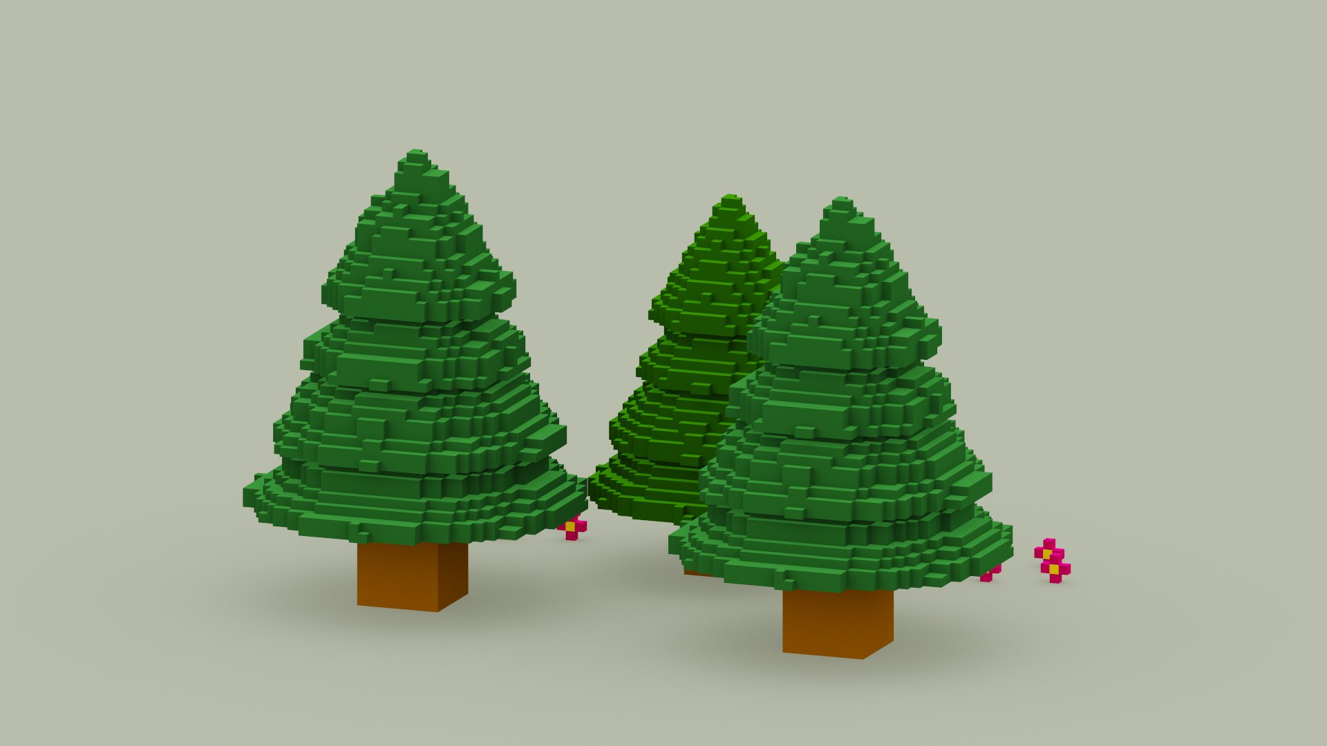 Voxel Tree and Flower 3D model - TurboSquid 1877213