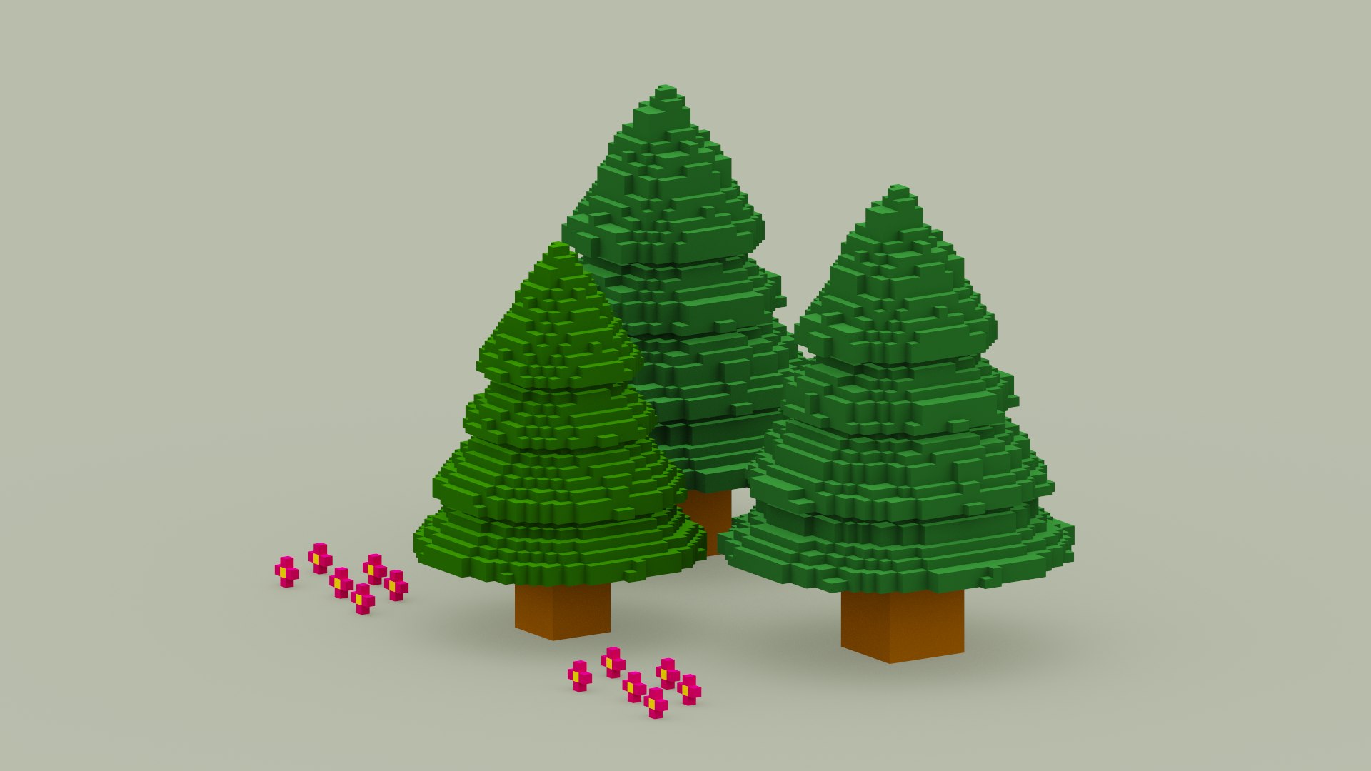 Voxel Tree and Flower 3D model - TurboSquid 1877213