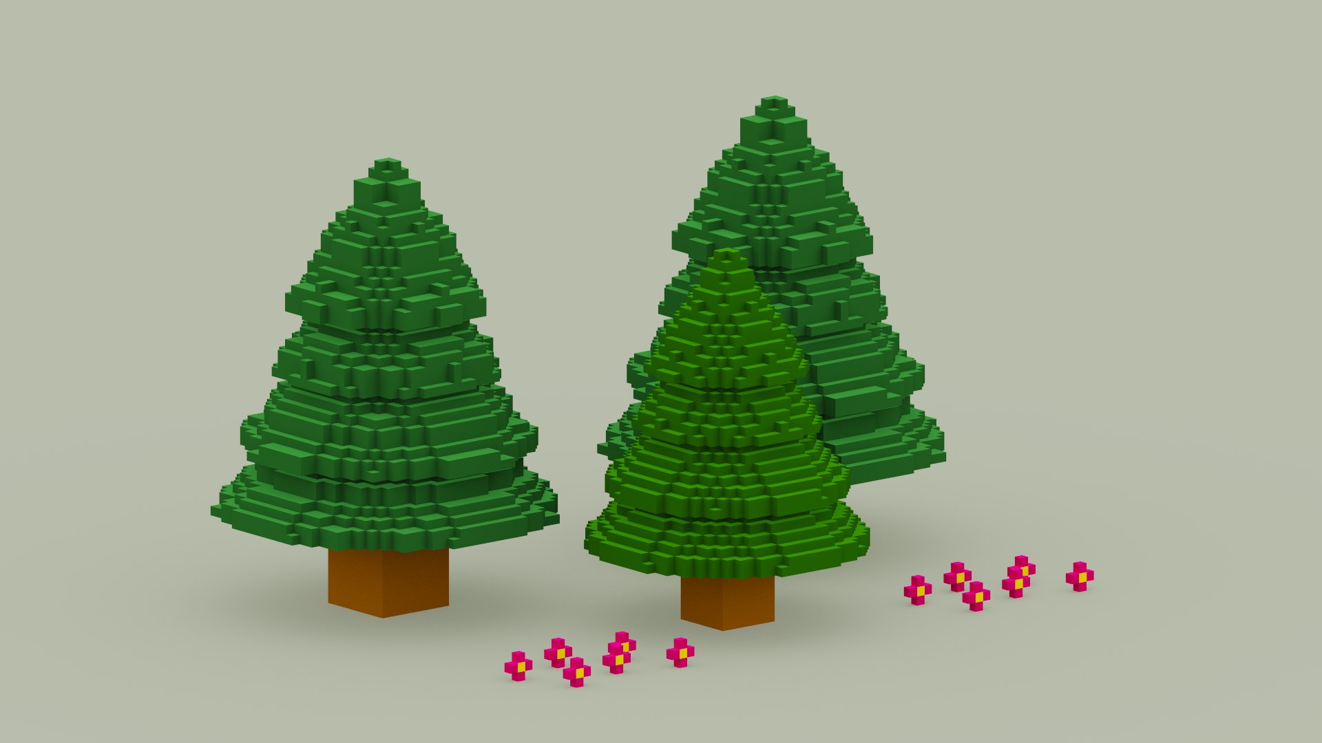 Voxel Tree and Flower 3D model - TurboSquid 1877213