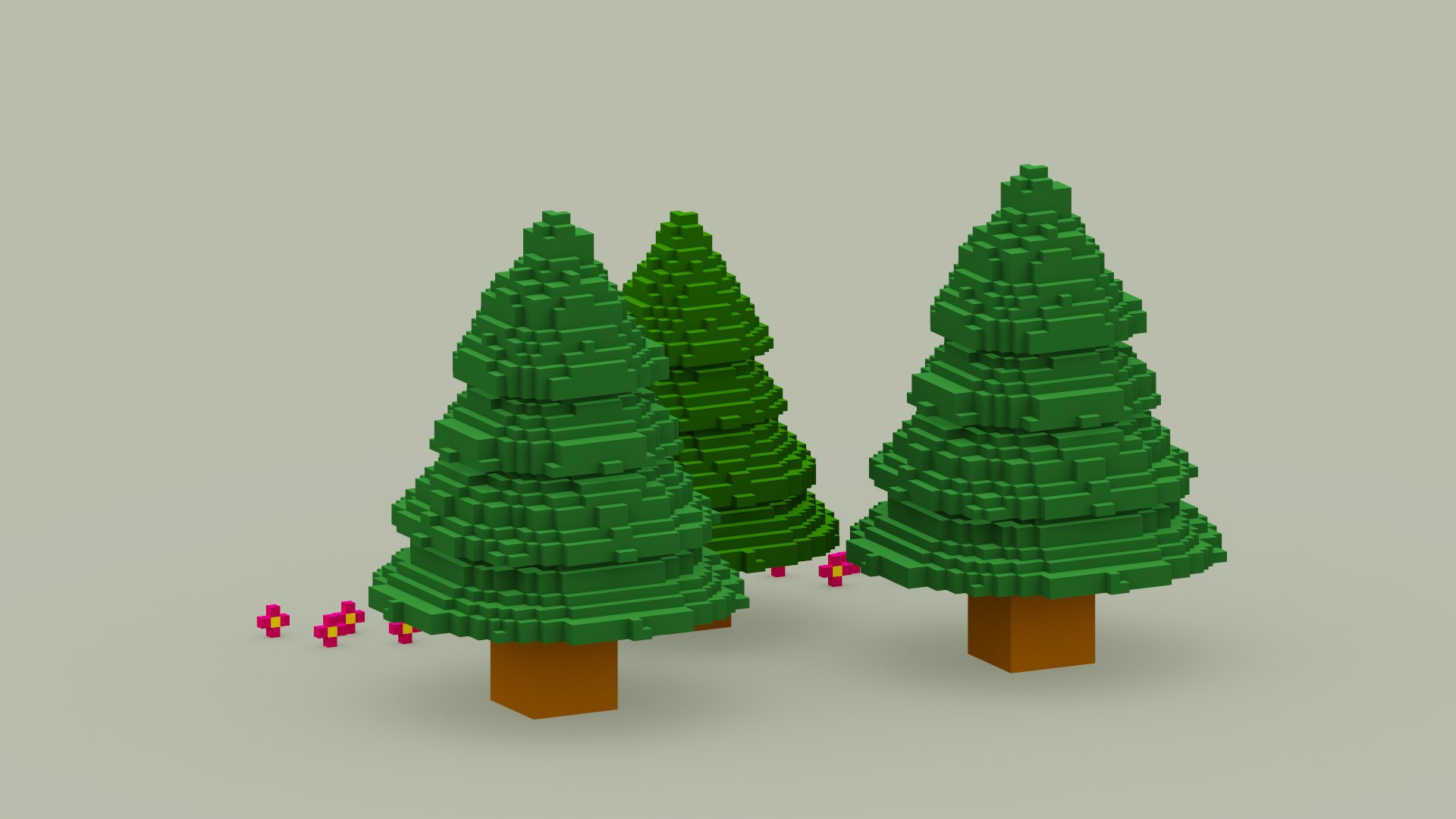 Voxel Tree and Flower 3D model - TurboSquid 1877213