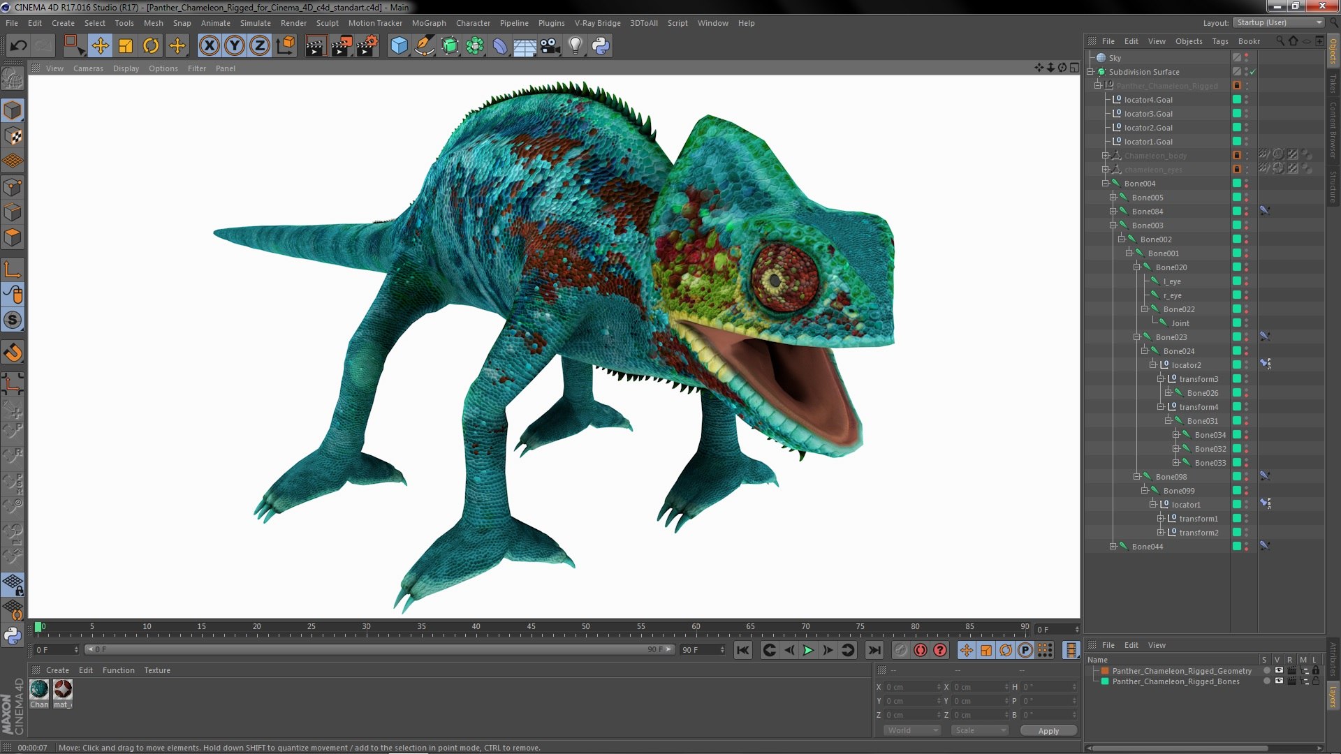 Panther Chameleon Rigged for Cinema 4D 3D model - TurboSquid 2080891
