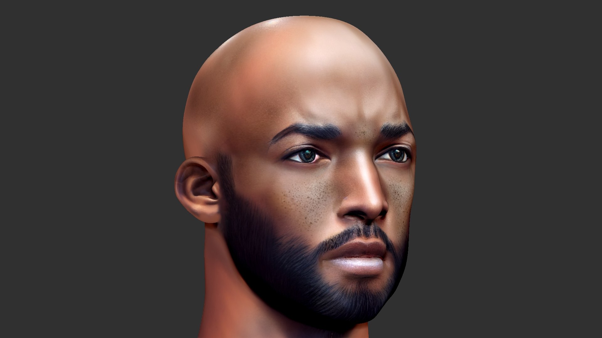Black African Male Head Realistic Perfect Head Low-poly 3D Low-poly 3D ...