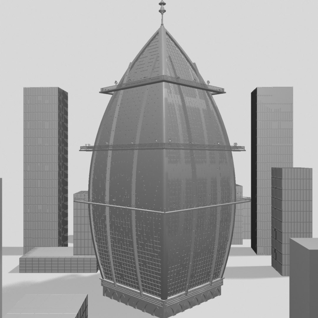 3d Wedge-shaped Skyscraper Building Model