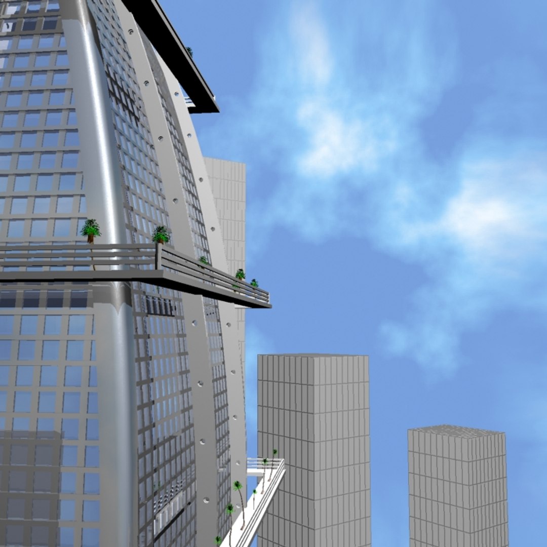 3d Wedge-shaped Skyscraper Building Model