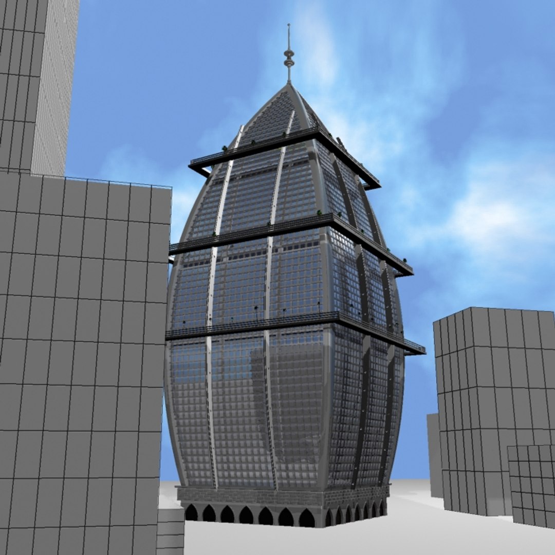 3d Wedge-shaped Skyscraper Building Model