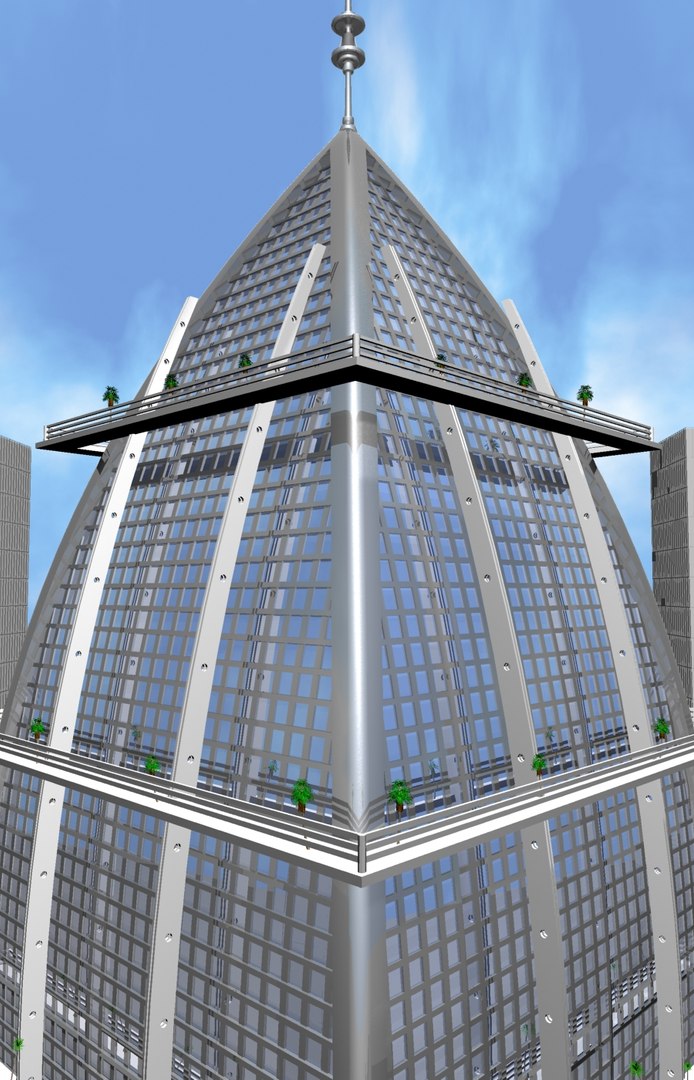 3d Wedge-shaped Skyscraper Building Model