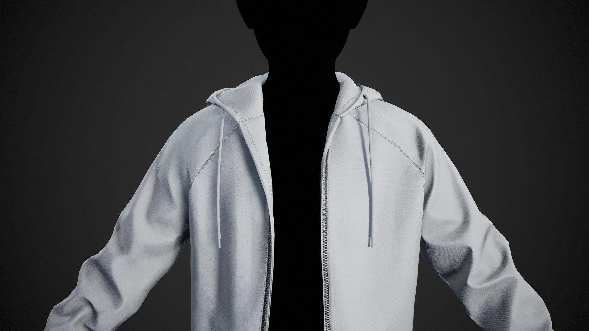 White Open Hoodie Style 1 3D Model - TurboSquid 2298424