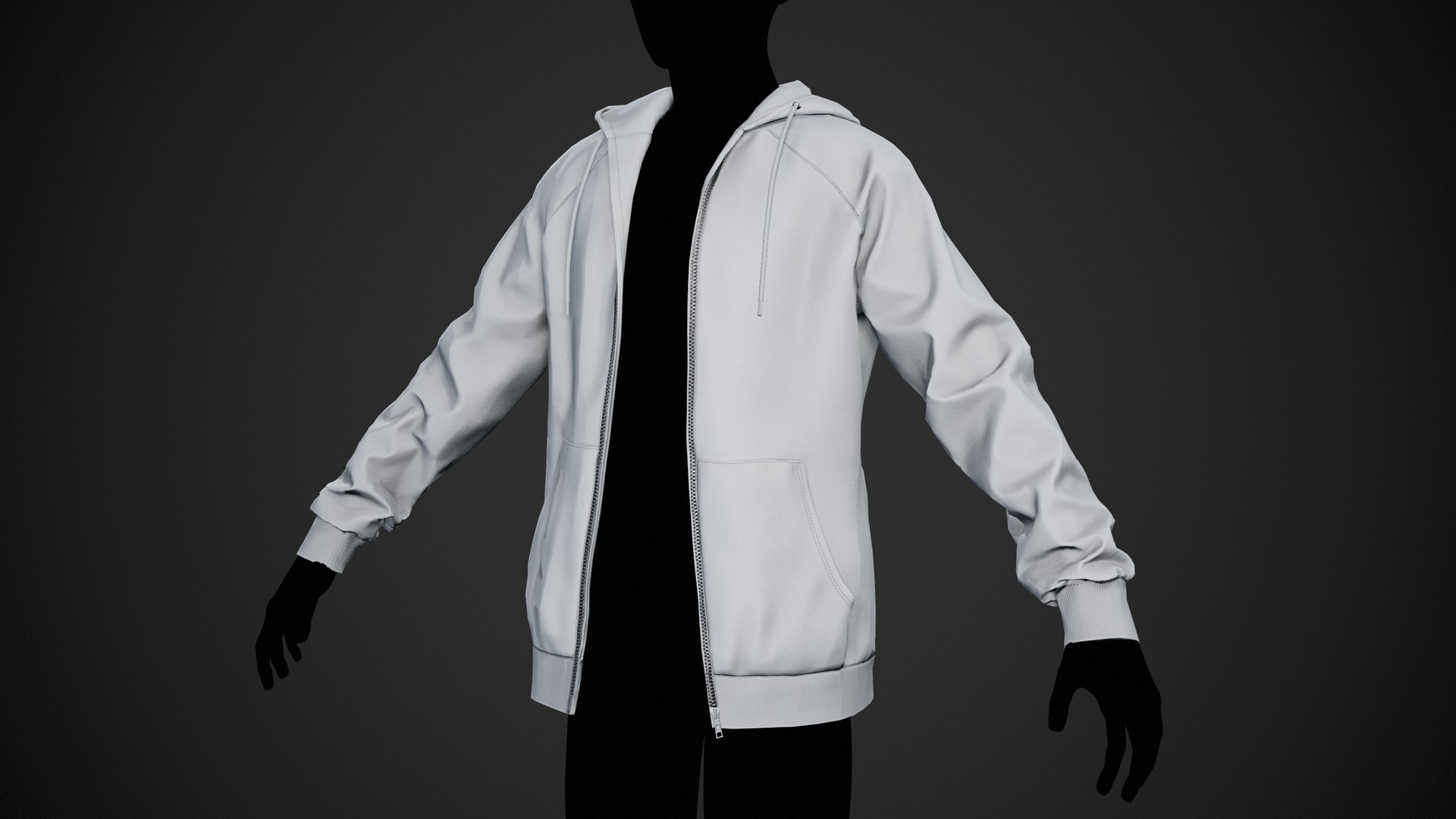 White Open Hoodie Style 1 3D Model - TurboSquid 2298424