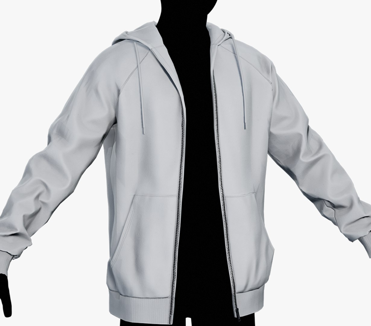 White Open Hoodie Style 1 3D Model - TurboSquid 2298424