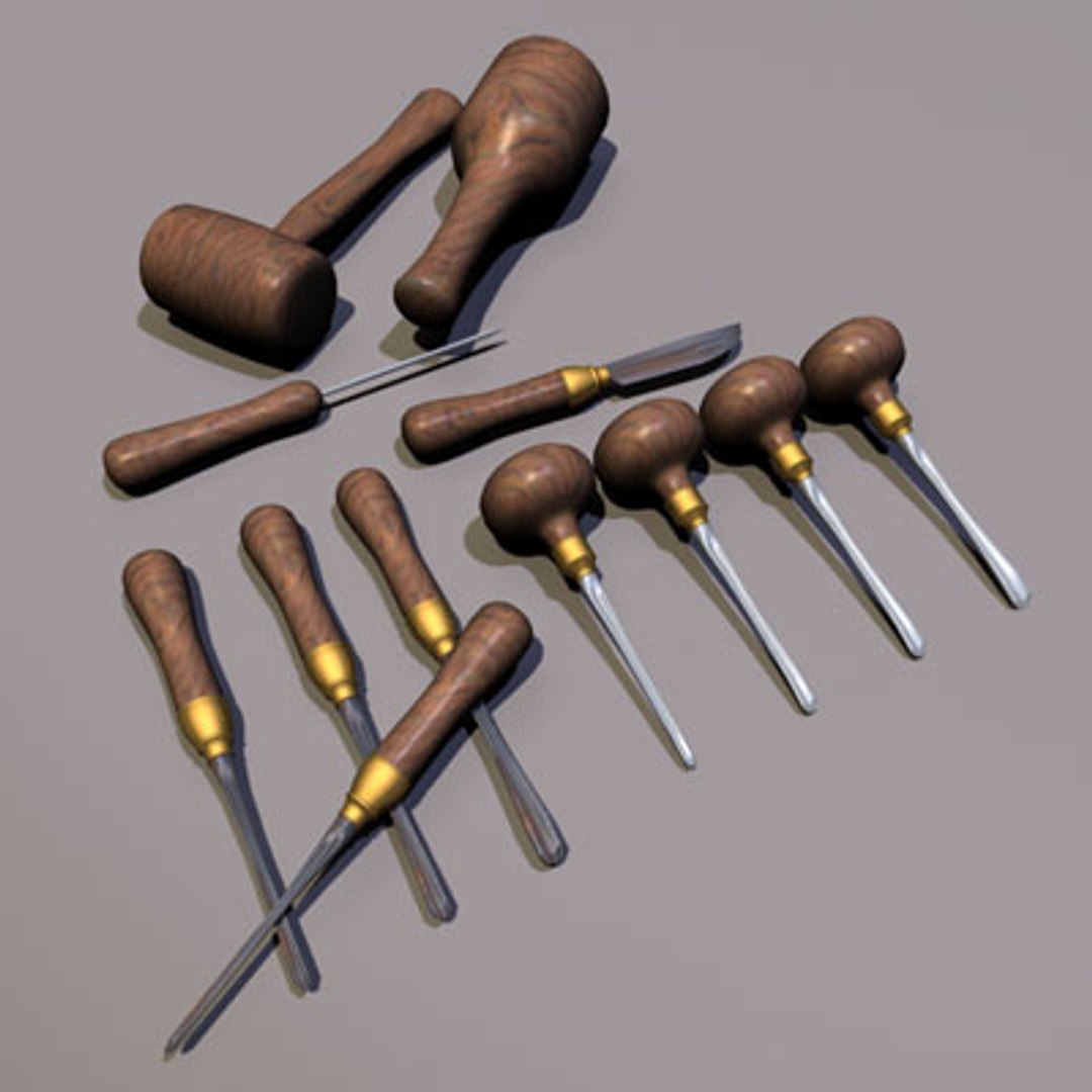 Wood Carving Chisels 01 3d Model