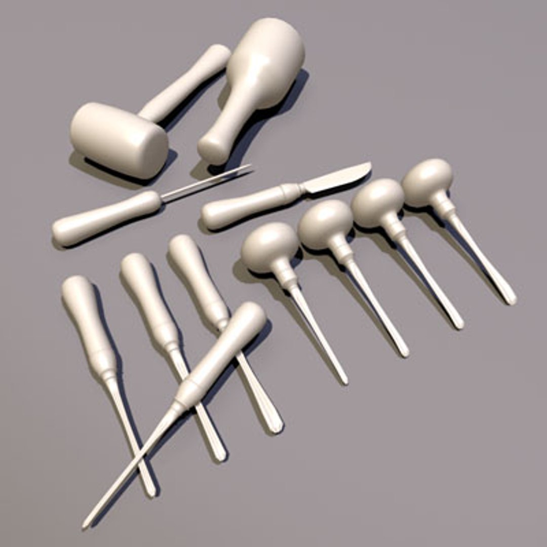 Wood Carving Chisels 01 3d Model