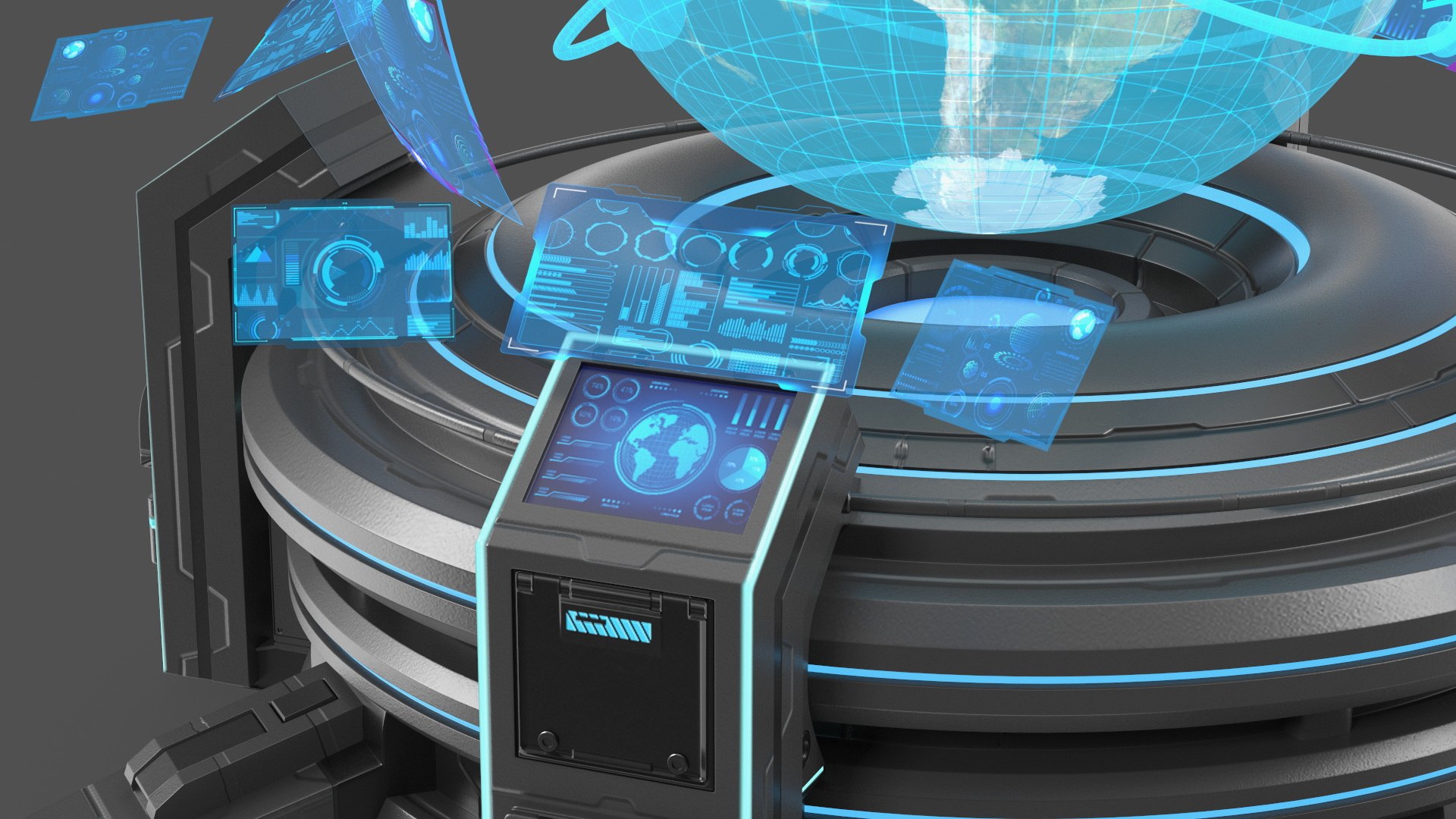 3D Futuristic Hologram Control Panel Black - TurboSquid 2292270