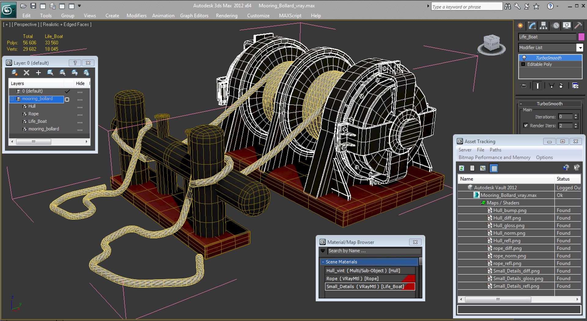Mooring Bollard Ship Ropes 3D - TurboSquid 1298712