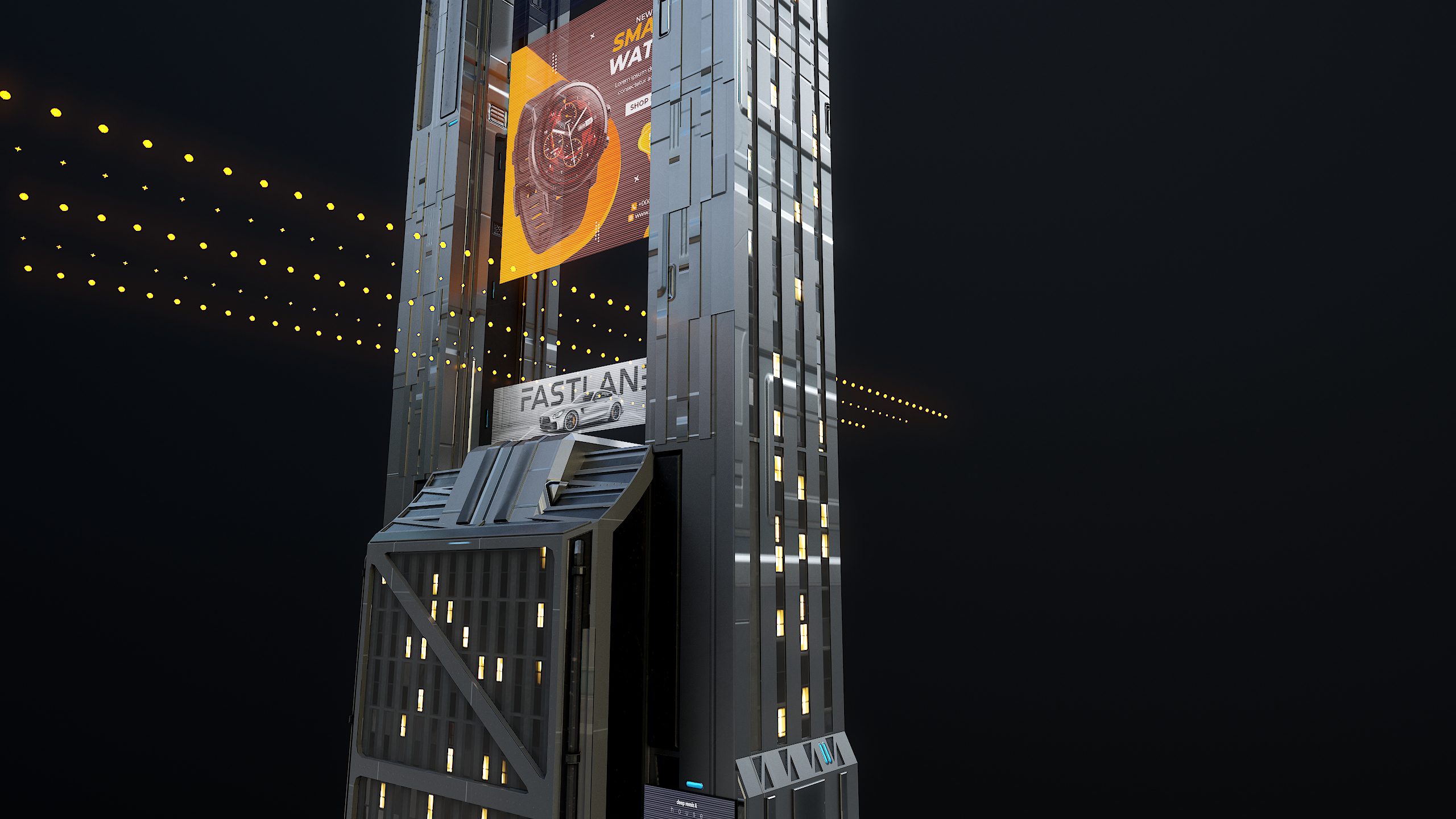 Sci-Fi Futuristic Skyscraper PBR 09 3D - TurboSquid 1791984