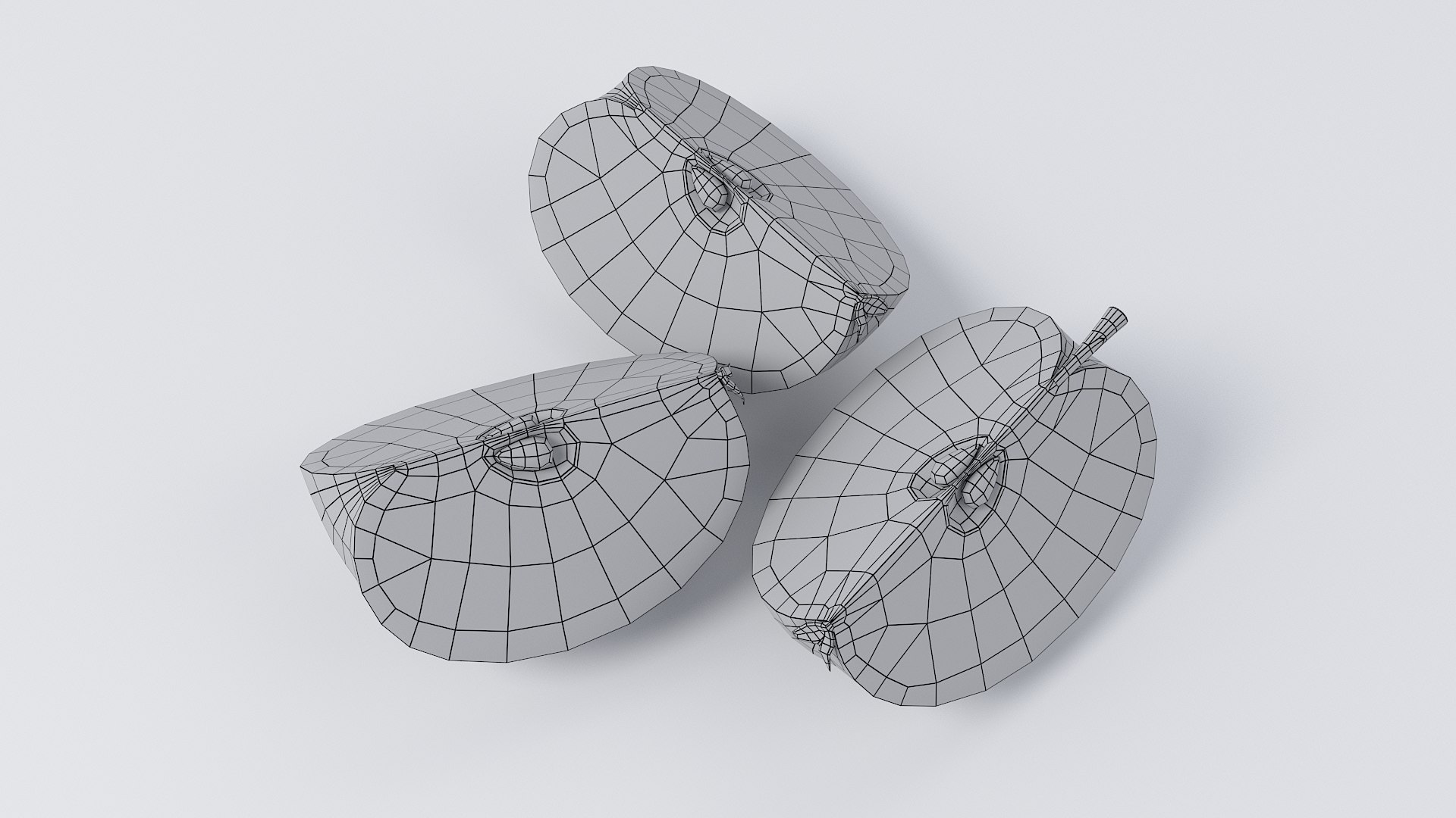 3D Cartoon Apple Quarter Set model - TurboSquid 2086520