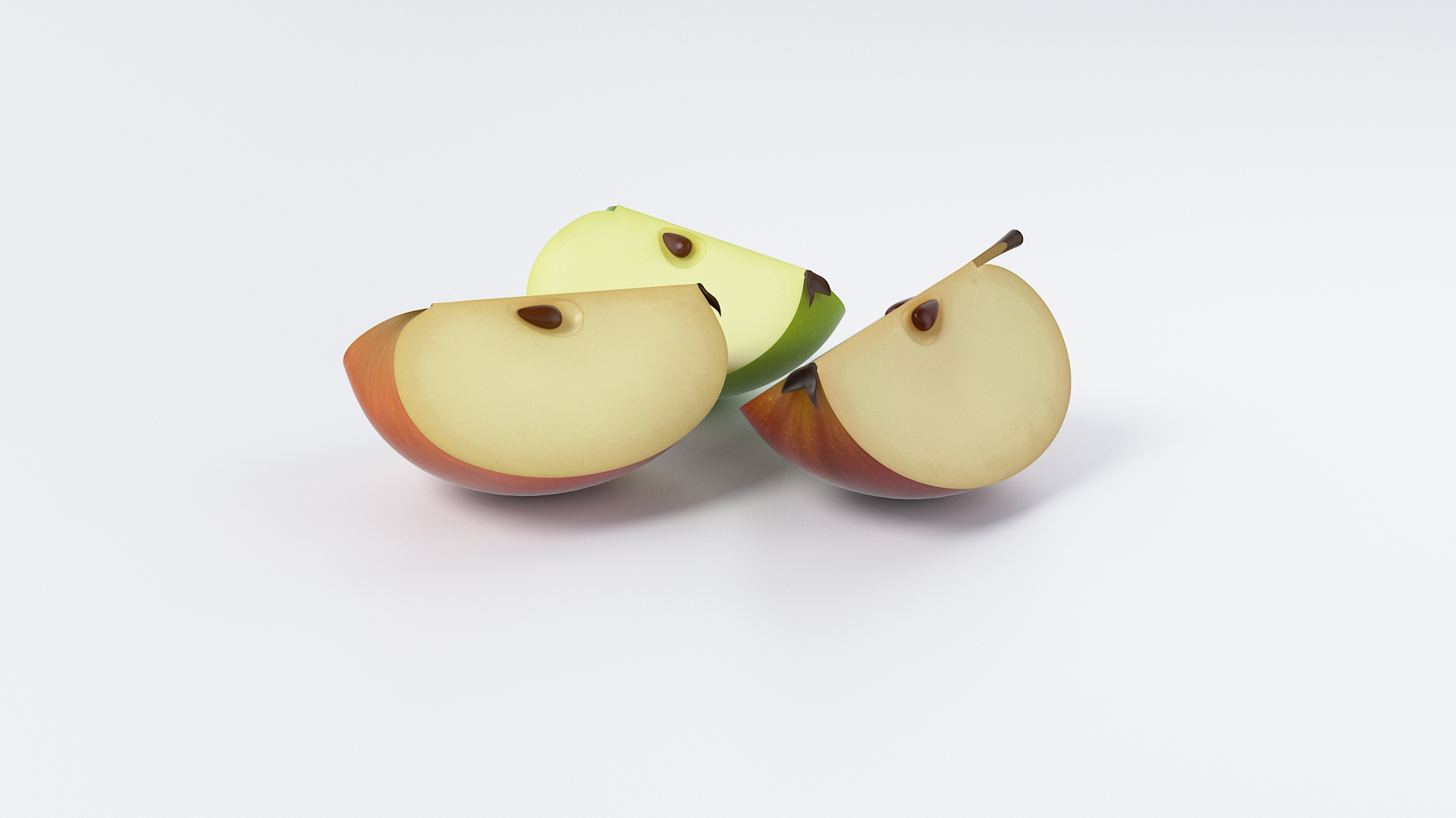 3D Cartoon Apple Quarter Set model - TurboSquid 2086520