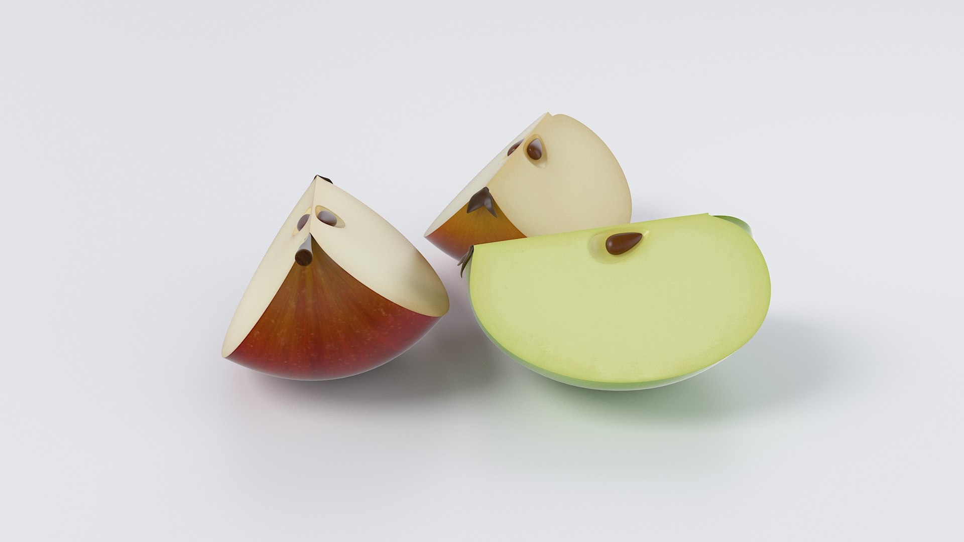 3D Cartoon Apple Quarter Set Model - TurboSquid 2086520