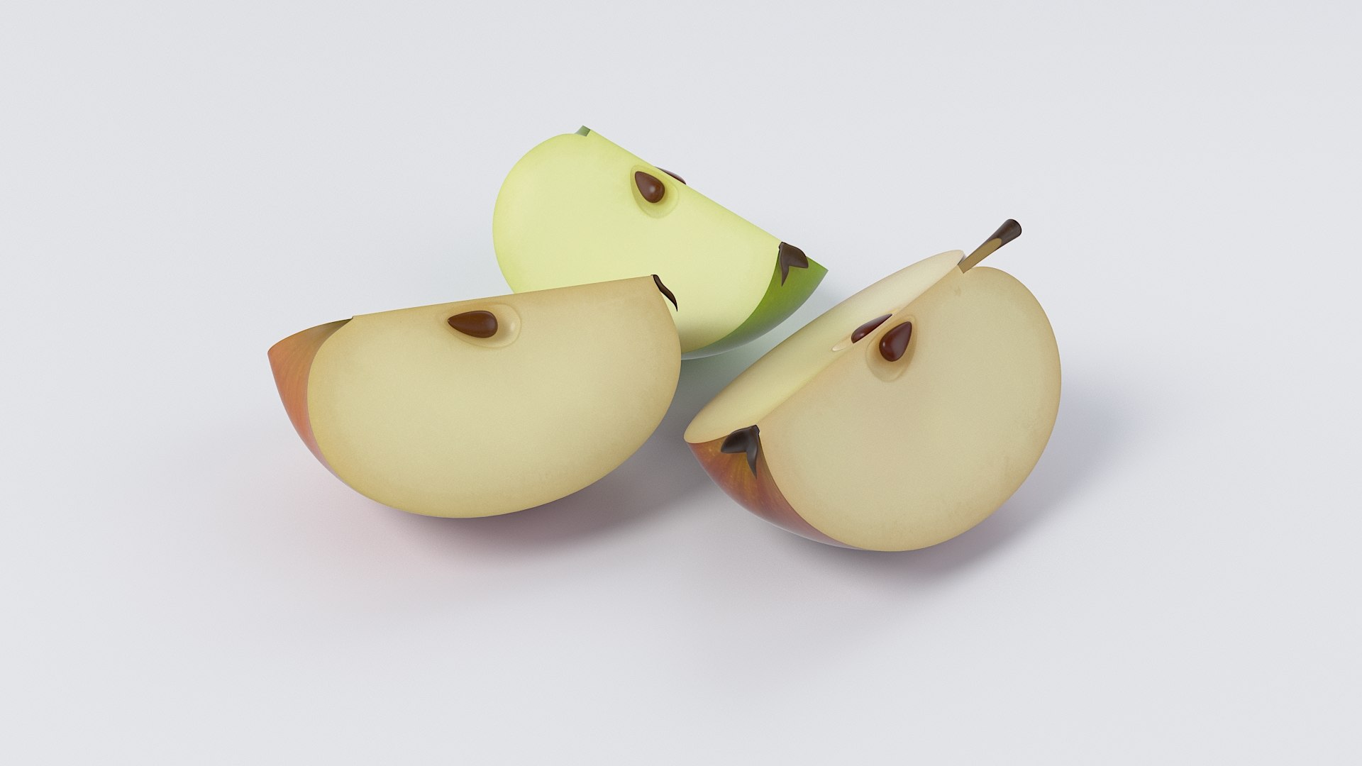3D Cartoon Apple Quarter Set model - TurboSquid 2086520