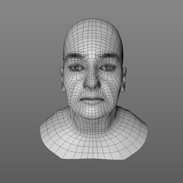 modelo 3d 3D aparejado 70 años obeso europeo femenino cabeza base malla ...