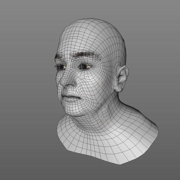 modelo 3d 3D aparejado 70 años obeso europeo femenino cabeza base malla ...