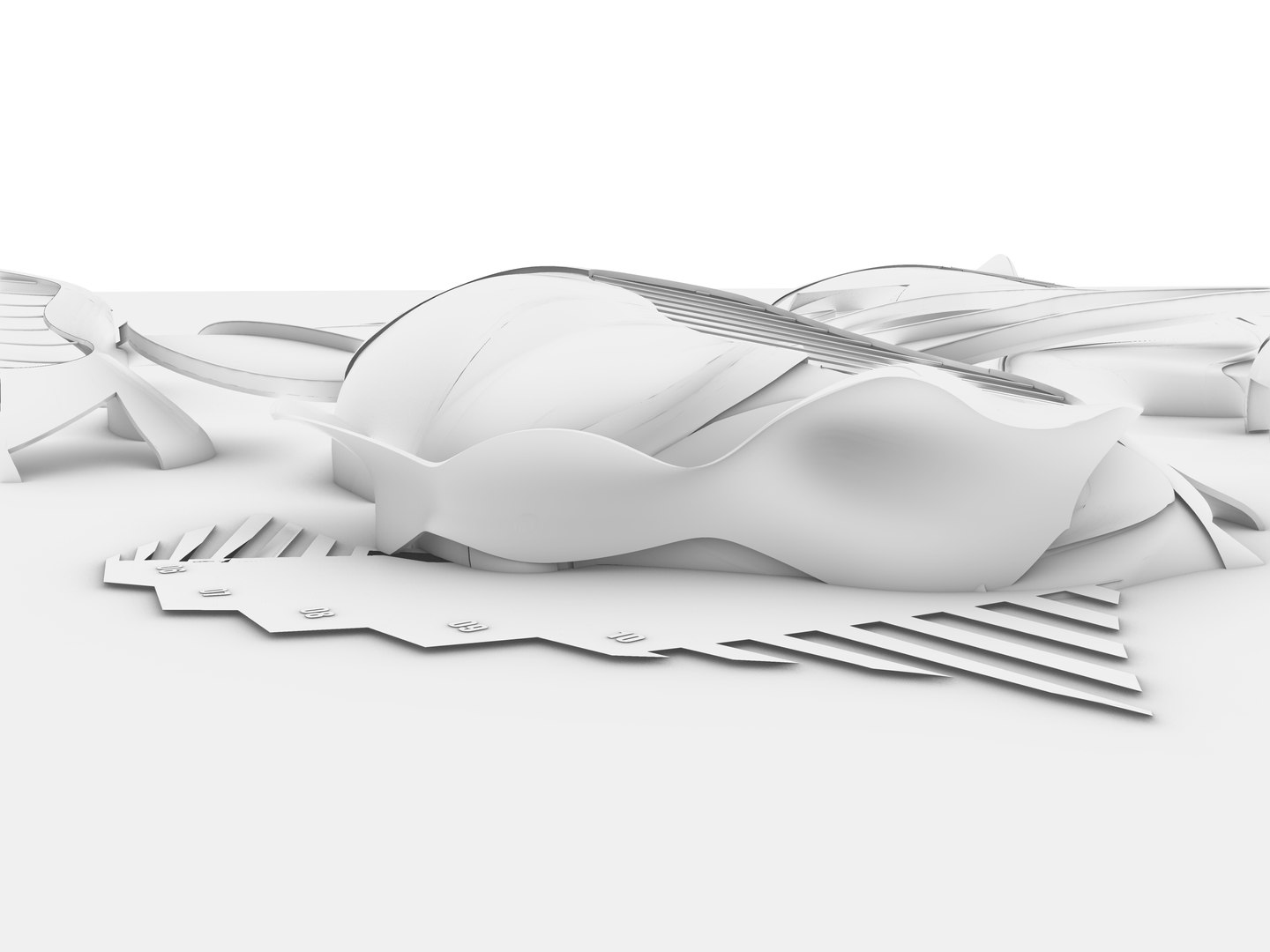 3D Model Curvilinear Modern Bus Terminal Concept - Inspired By Zaha ...