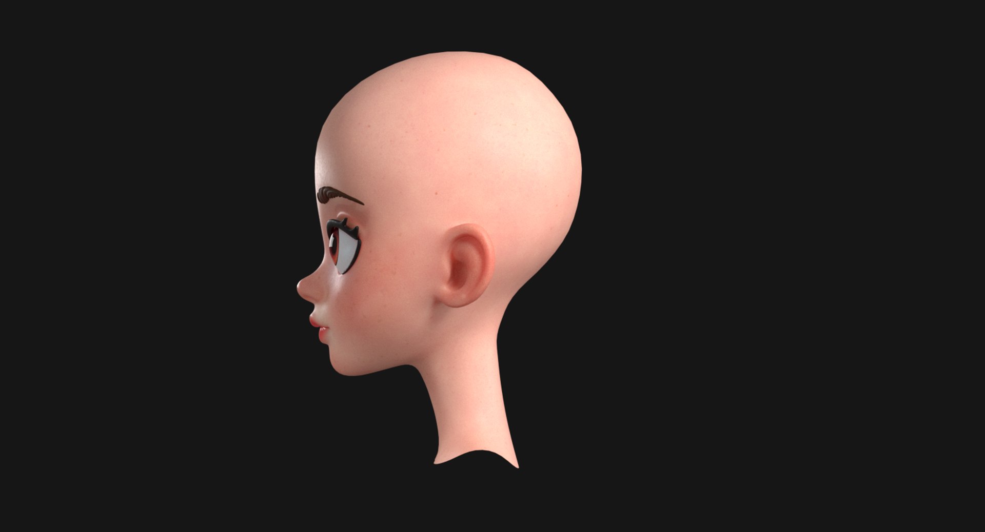 3D Cartoon Girl Head - TurboSquid 1396899