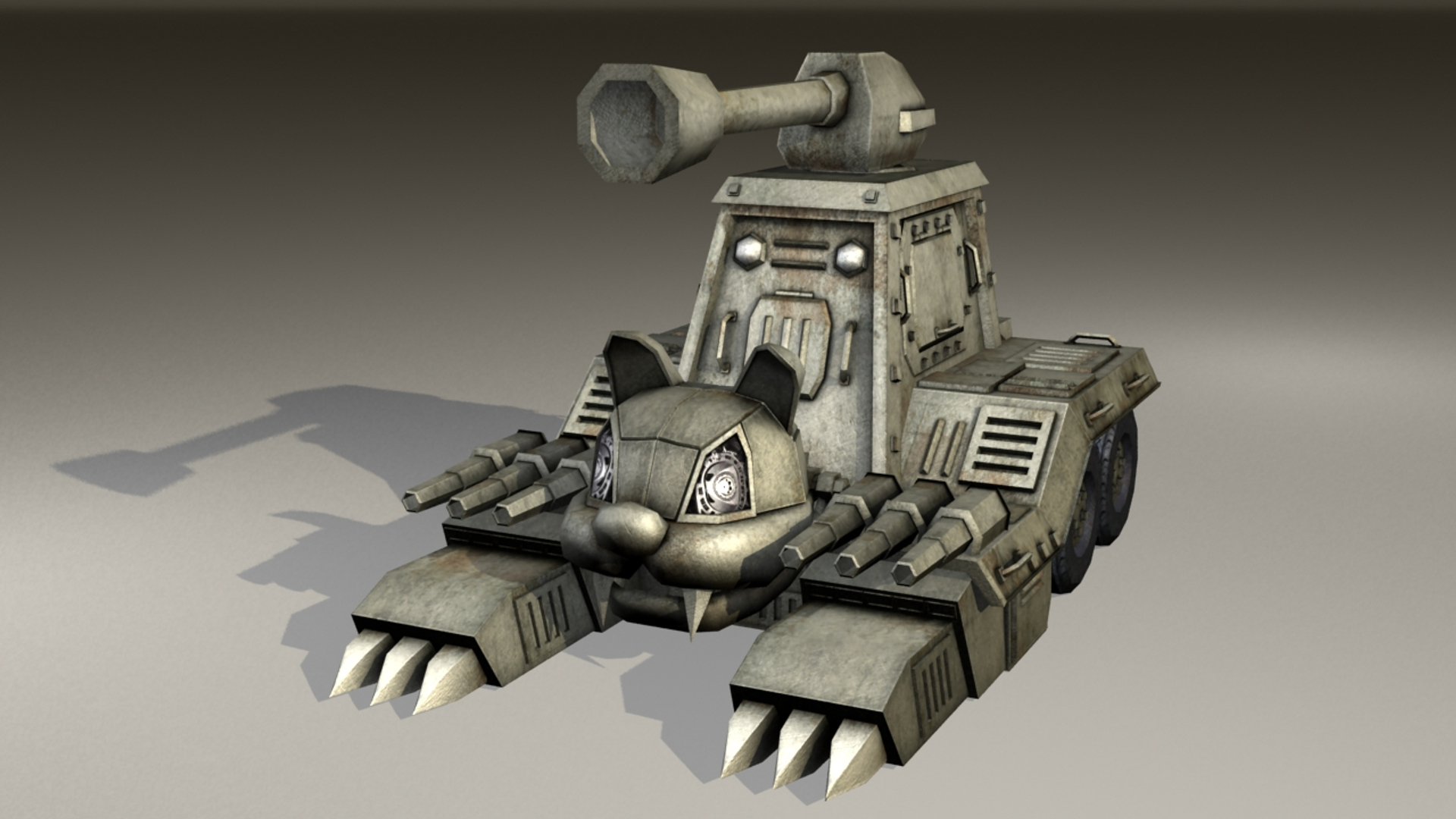 Cat Tank Cute Vehicle 3d Model