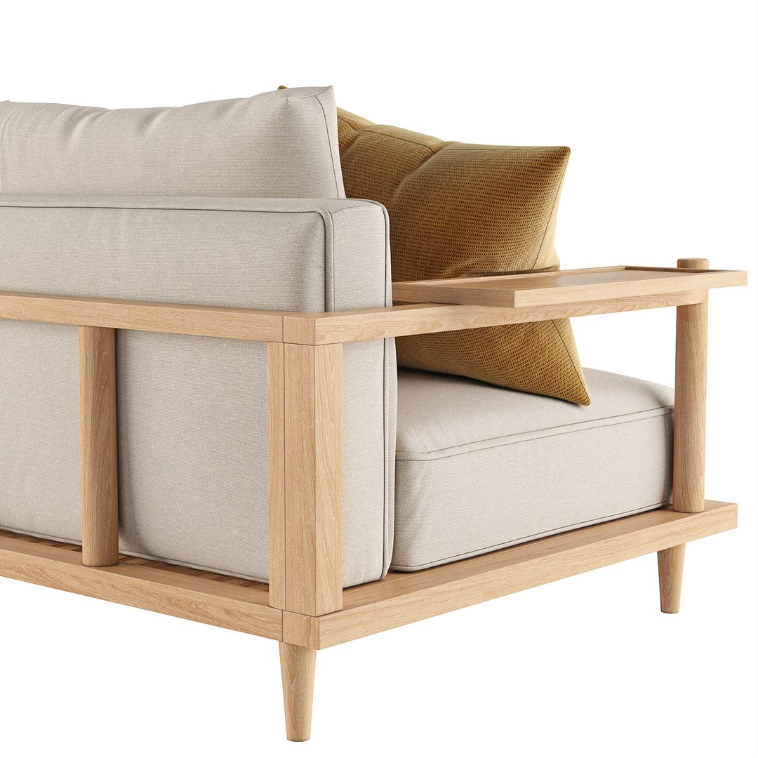 3D Model Riddle Ash Wood Outdoor Sofa By Acanva - TurboSquid 2141489