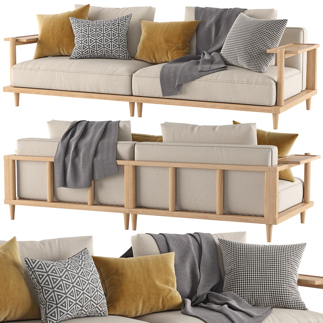 3D Model Riddle Ash Wood Outdoor Sofa By Acanva - TurboSquid 2141489