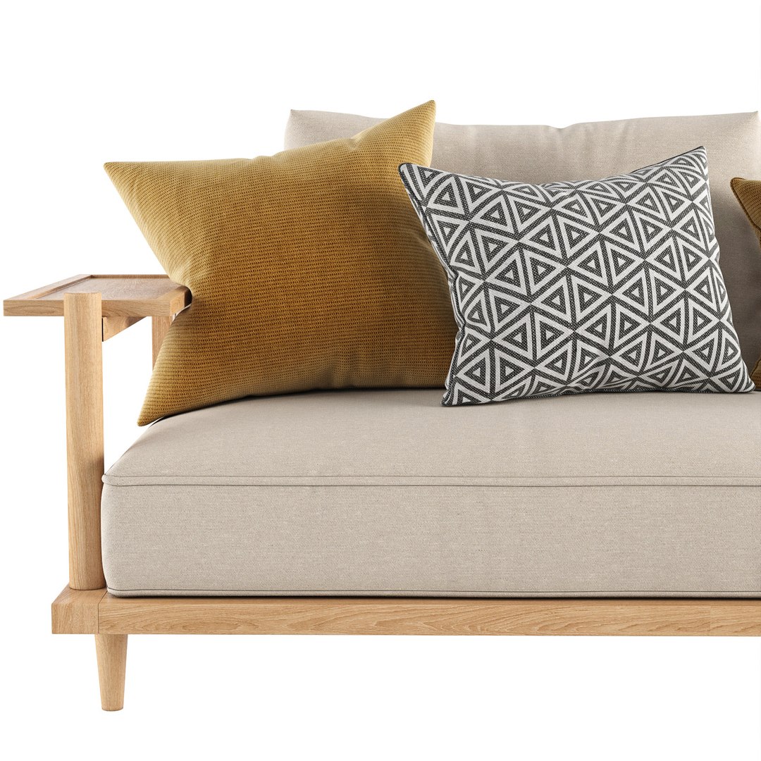 3D Model Riddle Ash Wood Outdoor Sofa By Acanva - TurboSquid 2141489