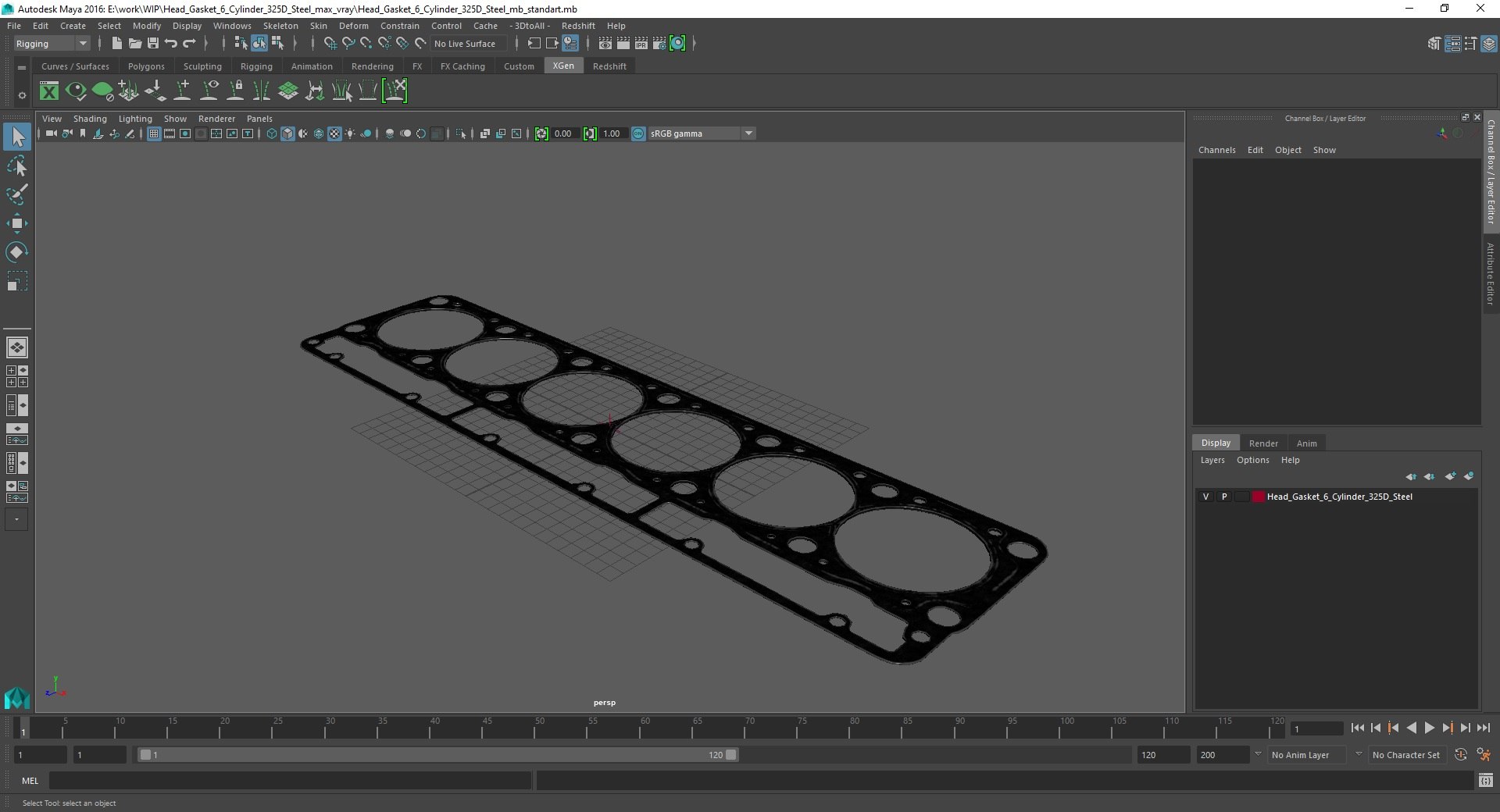 3D Head Gasket 6 Cylinder 325D Steel model - TurboSquid 2031296