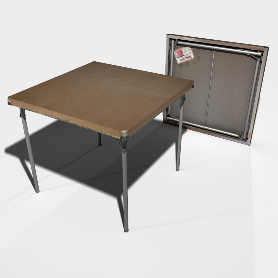 Classic Folding Card Table 3d Model