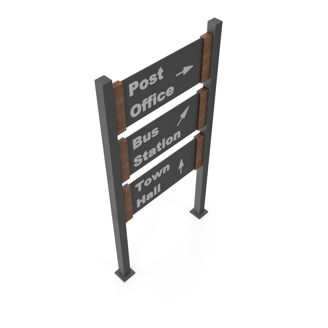 Directional Sign With Metal And Wooden Details 3D - TurboSquid 2308940