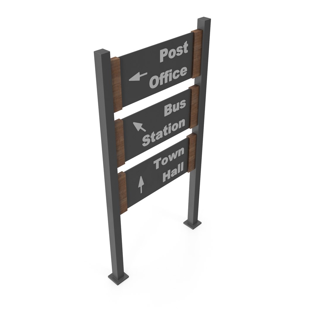 Directional Sign With Metal And Wooden Details 3D - TurboSquid 2308940