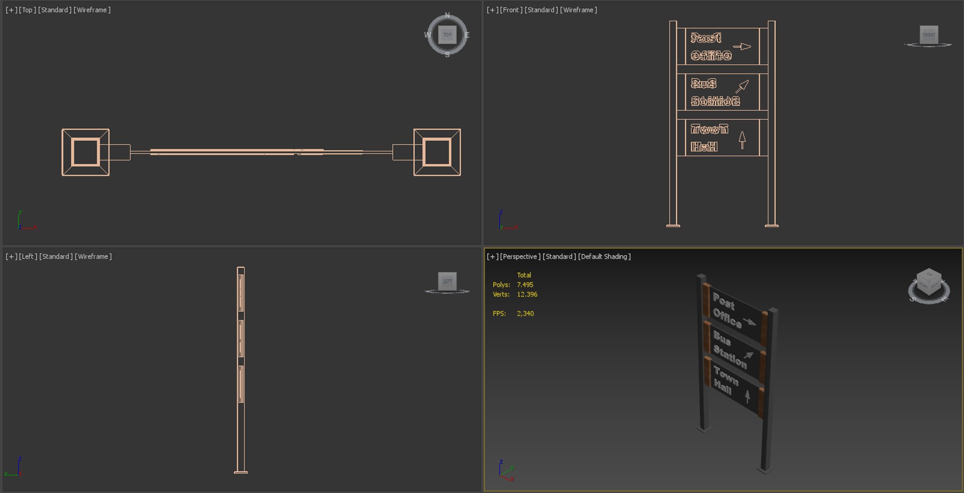 Directional Sign With Metal And Wooden Details 3D - TurboSquid 2308940