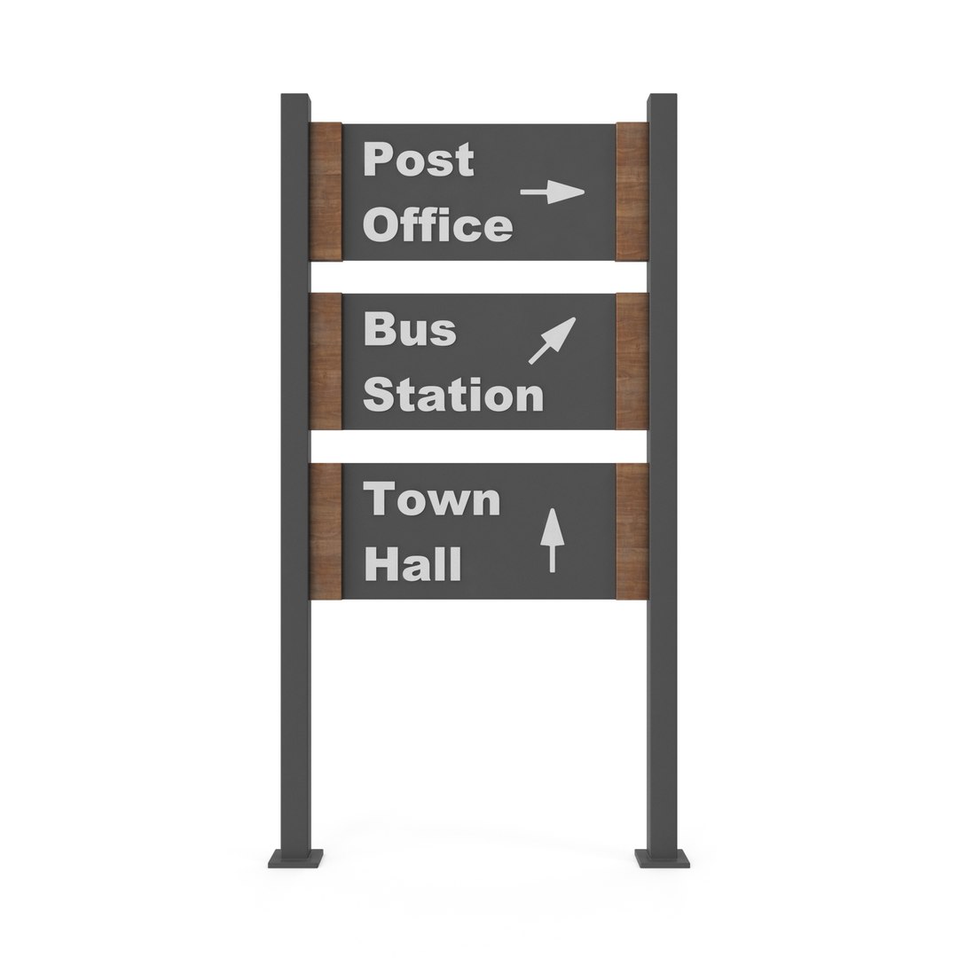 Directional Sign With Metal And Wooden Details 3D - TurboSquid 2308940