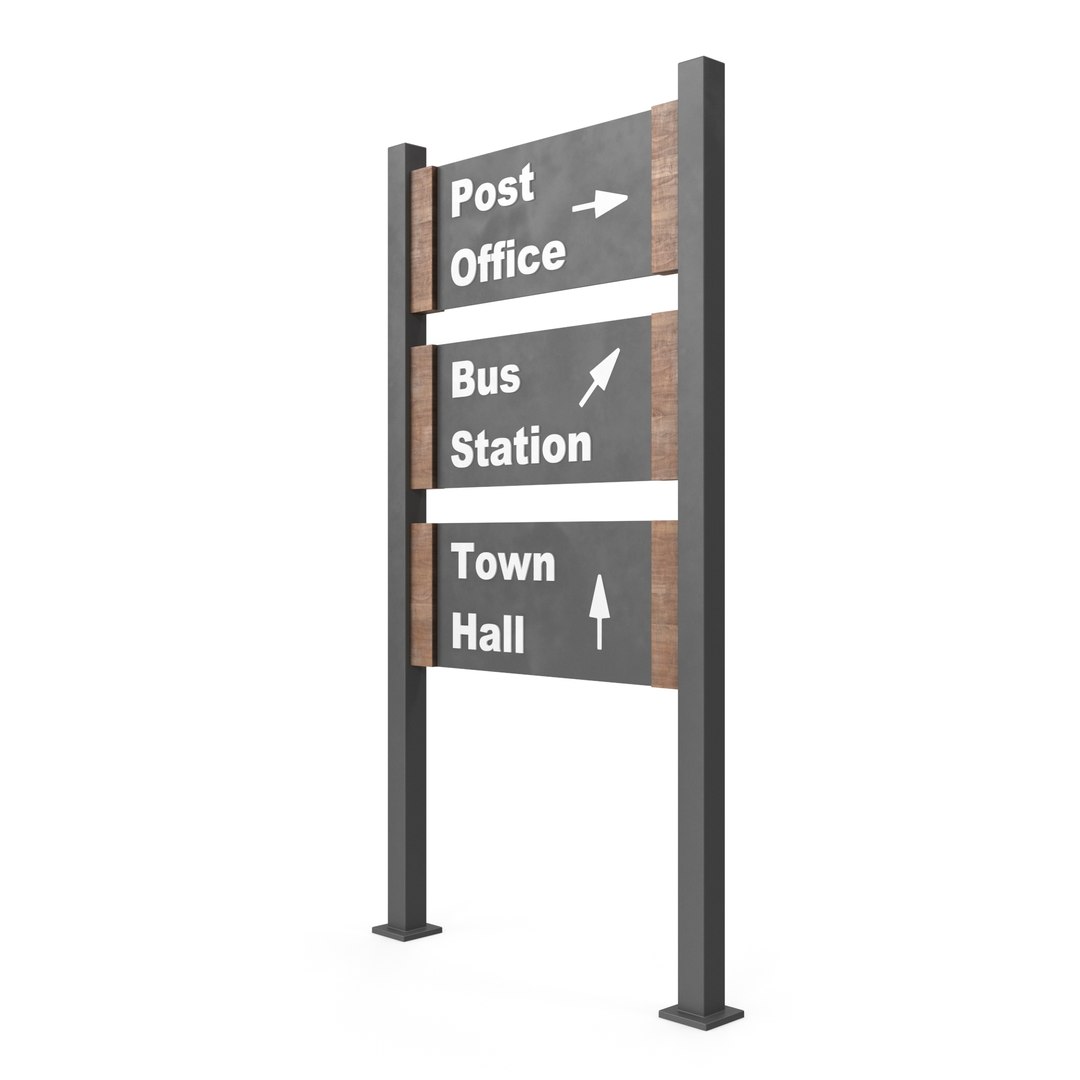Directional Sign With Metal And Wooden Details 3D - TurboSquid 2308940