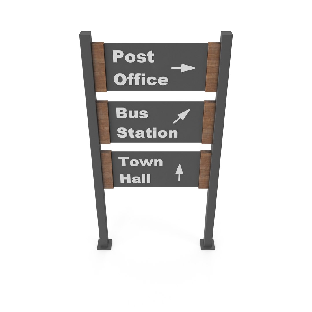 Directional Sign With Metal And Wooden Details 3D - TurboSquid 2308940