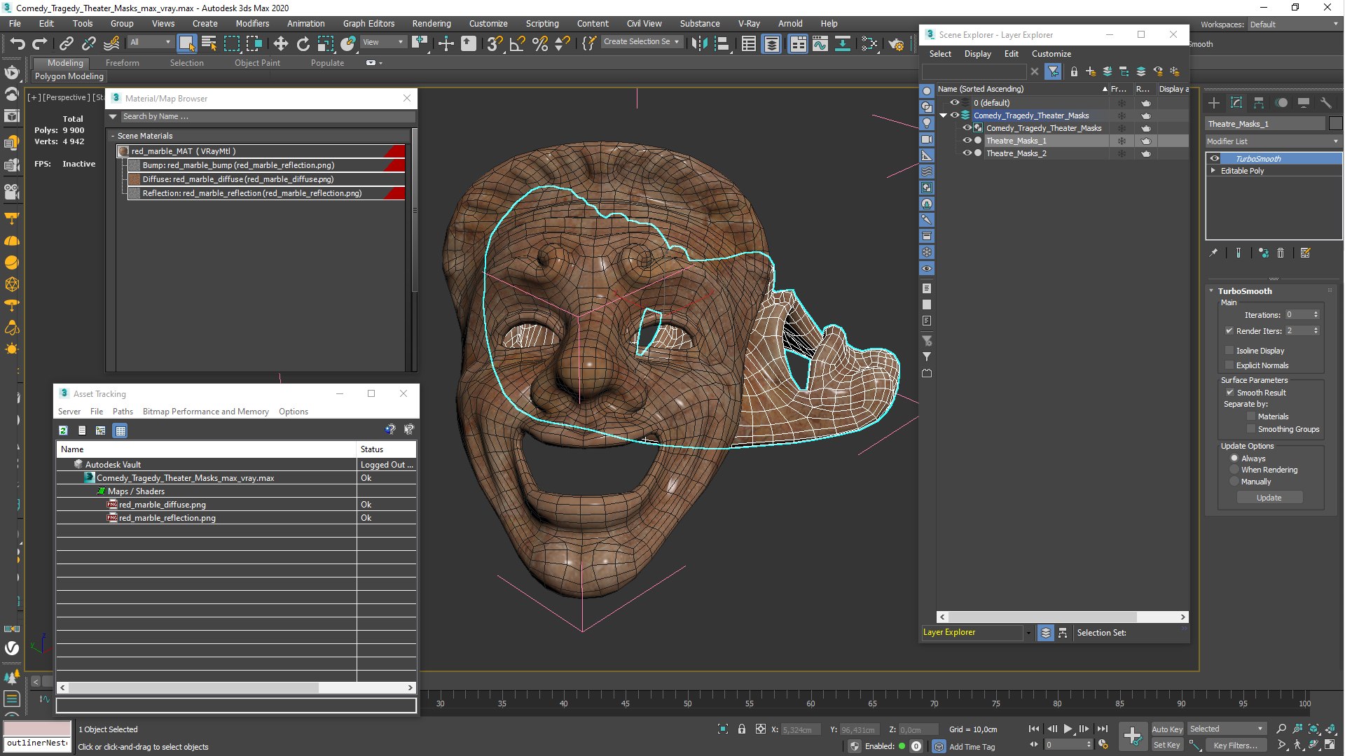 Comedy Tragedy Theater Masks 3D Model - TurboSquid 2371713