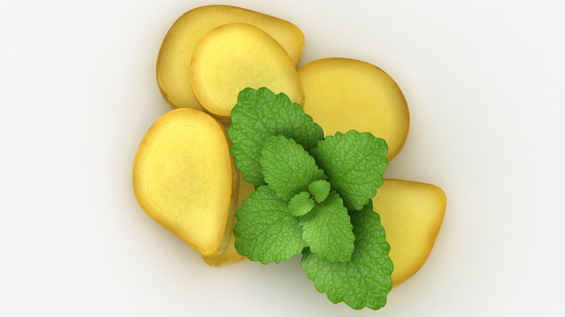 Realistic Ginger Slice Mint 3D Model - TurboSquid 1453904