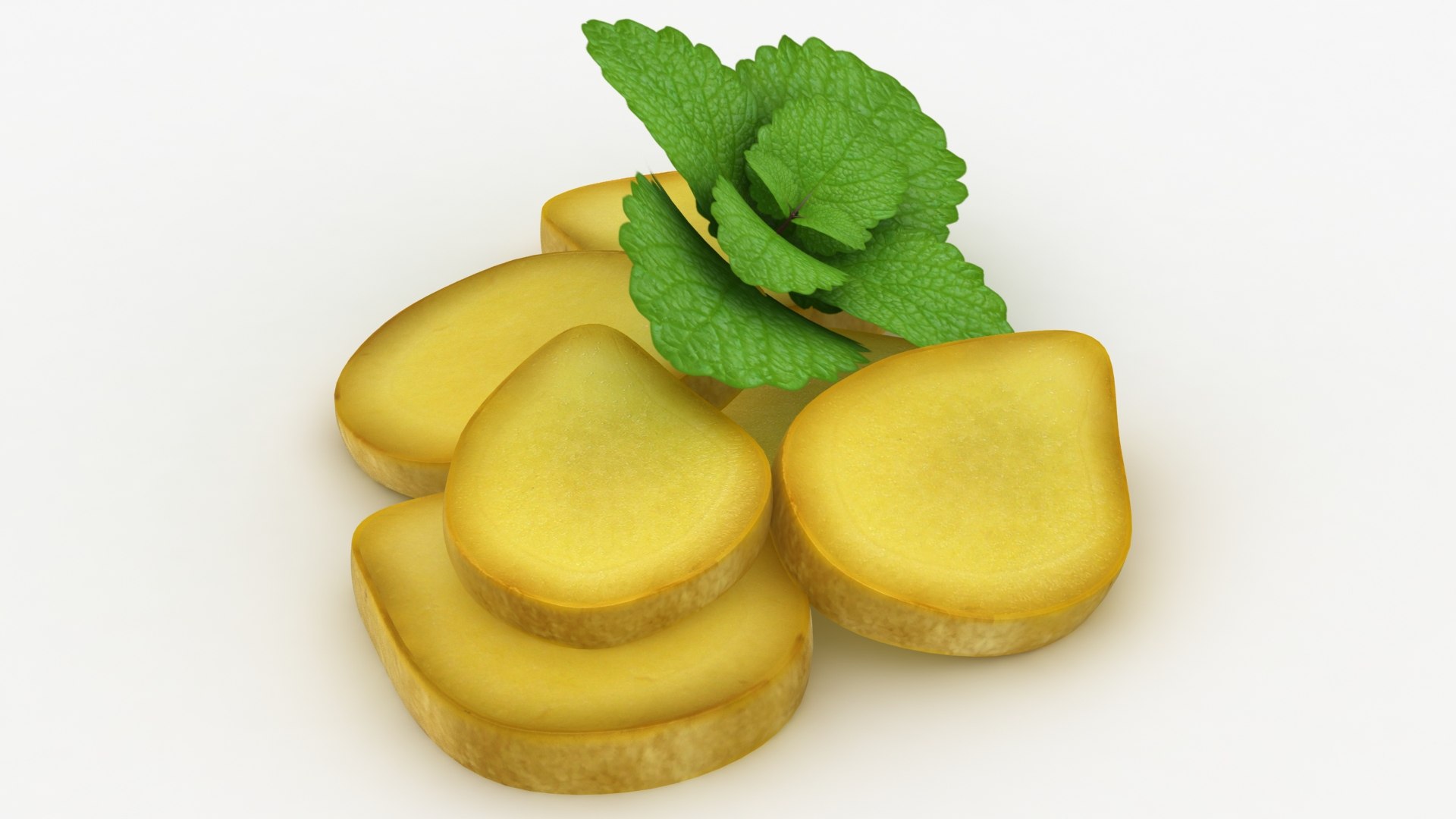 Realistic Ginger Slice Mint 3D Model - TurboSquid 1453904