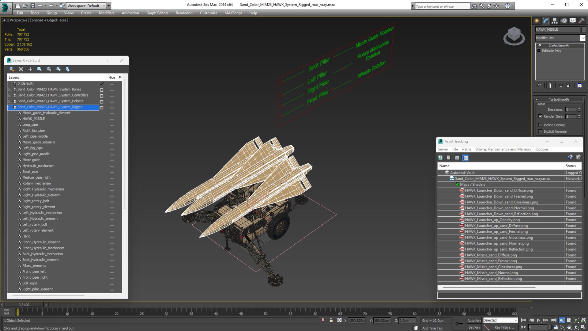 Sand Color MIM23 HAWK System Rigged model - TurboSquid 2092523