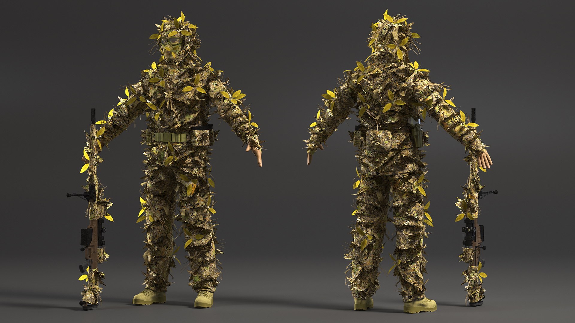 3D Sniper in Ghillie Suit Rigged for Modo model - TurboSquid 2000817